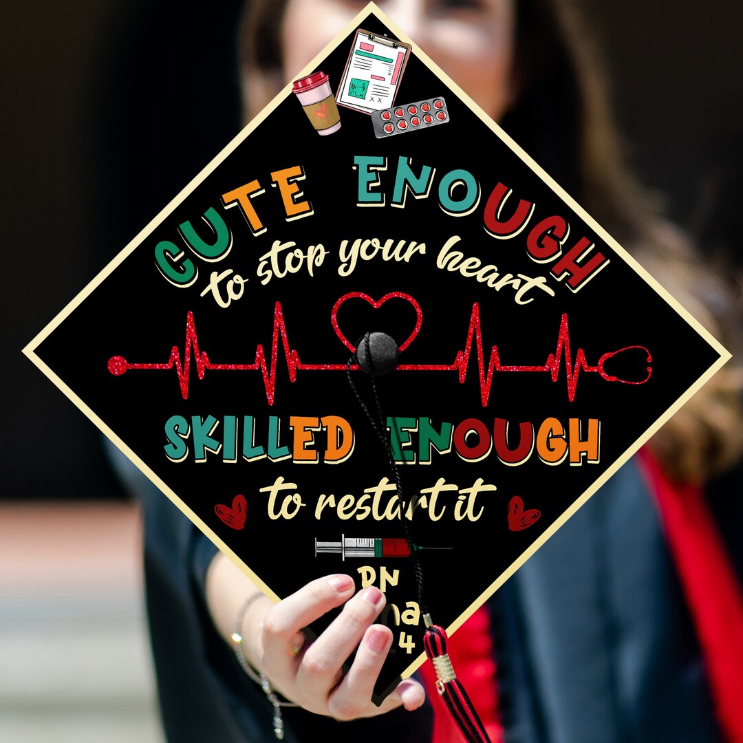 Personalized RN Nursing Graduation Cap, Funny Nurse Grad Cap Topper ...