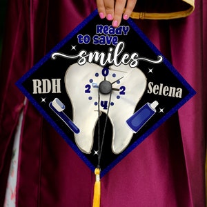 Personalized Dental Hygienist Graduation Cap, Custom RDH Grad Cap ...