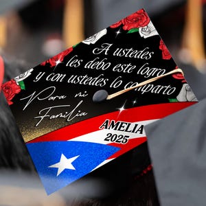 Personalized Puerto Rico Grad Cap Topper Para Mi Familia, Custom Flag ...