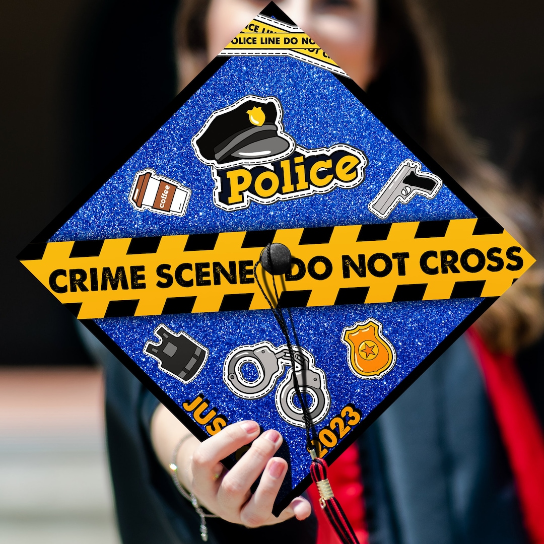 Crime Scene Do Not Cross Graduation Cap Topper, Personalized Police ...