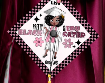 Personalized Black Girl Grad Cap Topper Custom Graduation Cap - Etsy