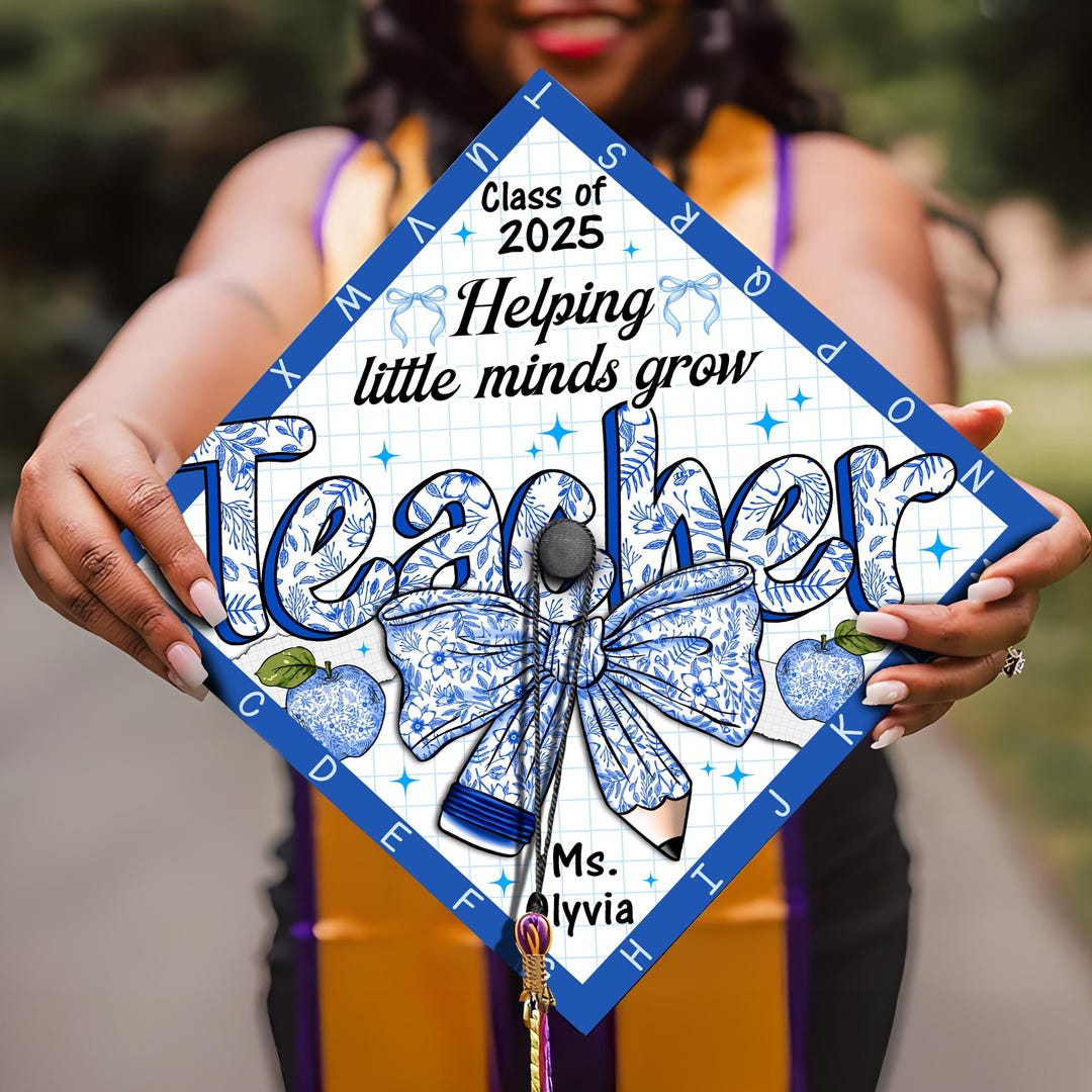 Personalized Teacher Graduation Cap Topper, Helping Little Minds Grow ...