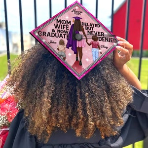 Mom Wife and Now Graduate Grad Cap Topper, Personalized Mom and Child ...