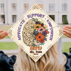 Master Social Worker Graduation Cap Topper, Customized Social Work Grad ...