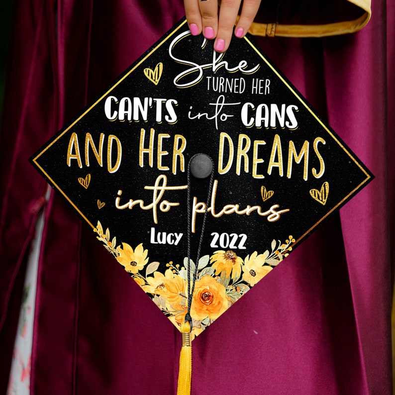 Personalized Graduation Cap Topper Motivational Quote Grad - Etsy