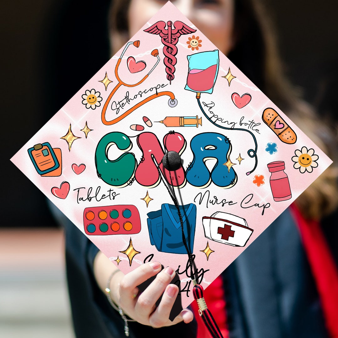 Personalized CNA Nurse Grad Cap Topper, Certified Nursing Assistant ...