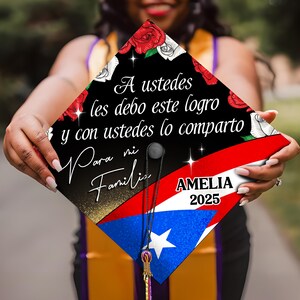 Personalized Puerto Rico Grad Cap Topper Para Mi Familia, Custom Flag ...