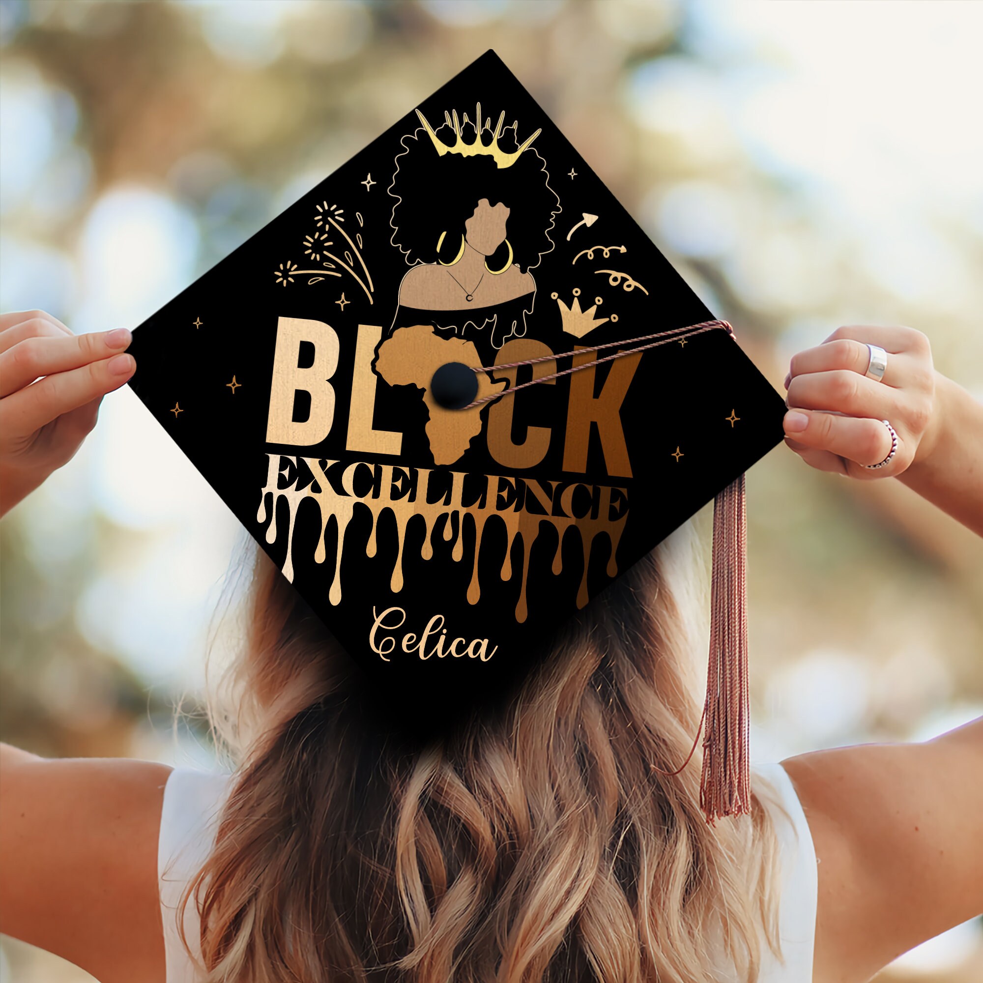 Black Excellence Melanin Style Black Queen Grad Cap Topper - Etsy