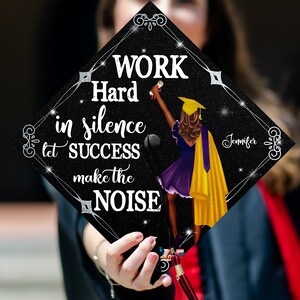 Personalized Graduation Cap Topper Black Girl Magic, Work Hard in ...