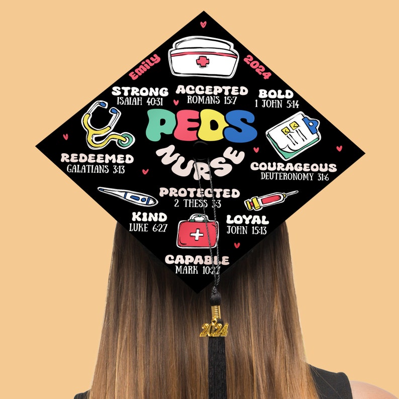 Personalized Pediatric Nurse Graduation Cap, Customized Ped Nurse Grad ...