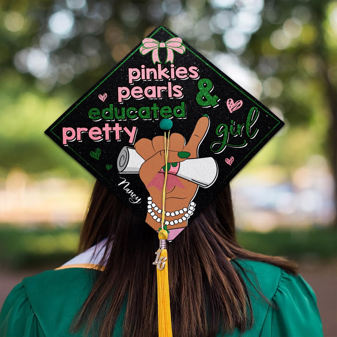 Pinkie Pearl and Educated Pretty Girls Grad Cap Topper AKA | Etsy