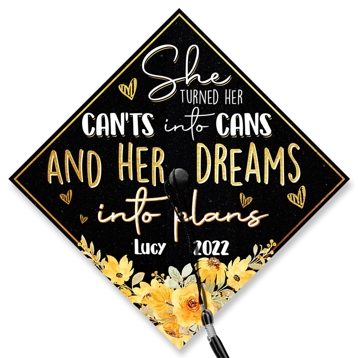 Personalized Graduation Cap Topper Motivational Quote Grad - Etsy