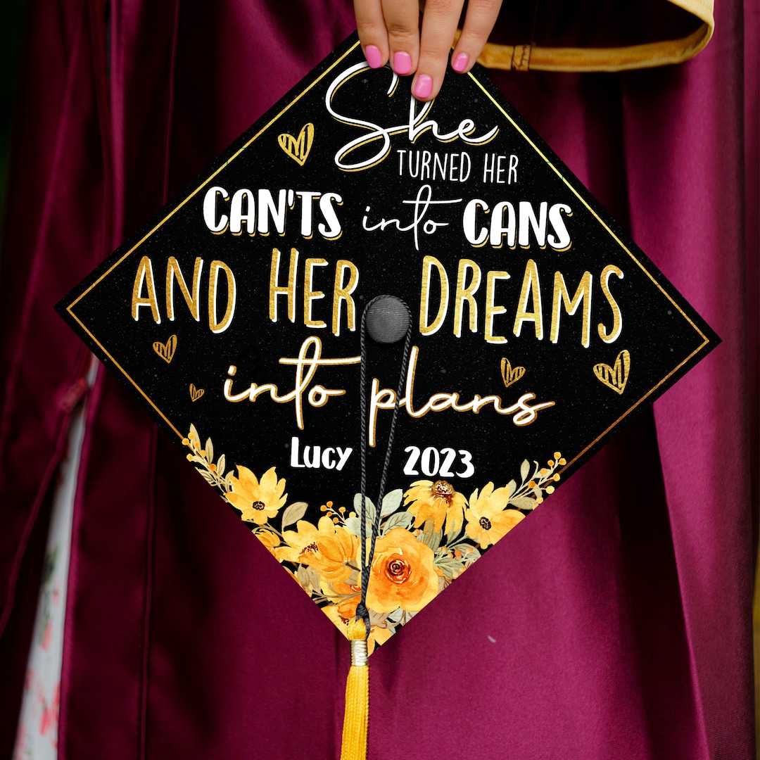 Personalized Graduation Cap Topper Motivational Quote Grad - Etsy