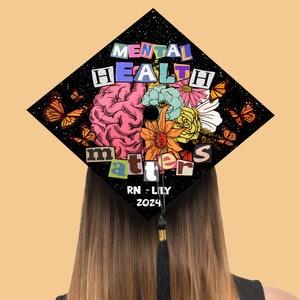 Mental Health Matters Graduation Cap Topper, Personalized Psychology ...