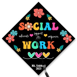 Custom Graduation Cap Topper, Personalized Social Work Grad Cap Topper ...