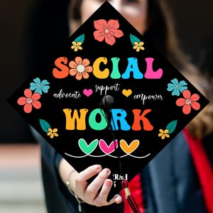 Custom Graduation Cap Topper, Personalized Social Work Grad Cap Topper ...