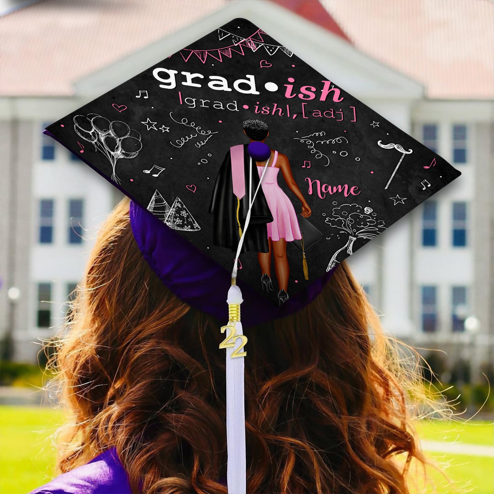 Grad-ish Graduation Cap Topper Black Queen Grad Cap Topper - Etsy