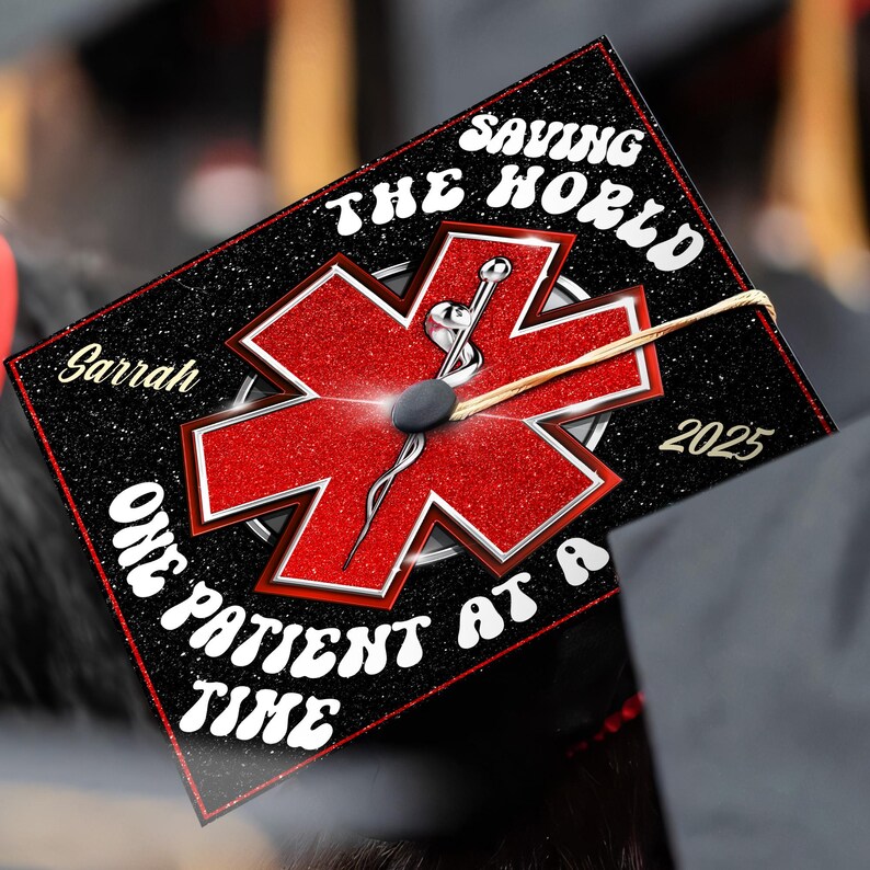 Personalized Emergency Nurse Graduation Cap, Custom ER Grad Cap Topper ...