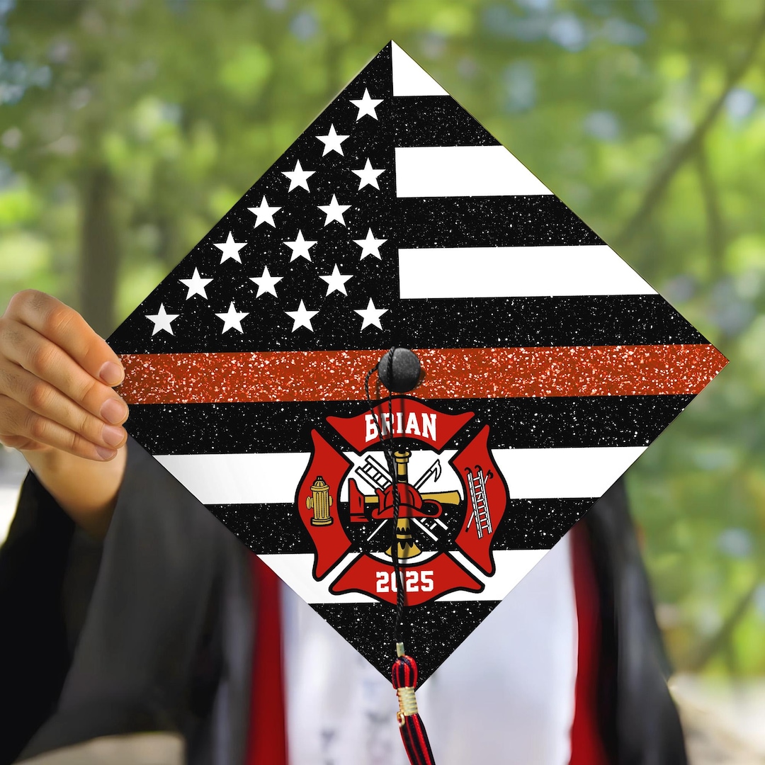 Custom Firefighter Graduation Cap Topper, Firefighter Grad Cap ...