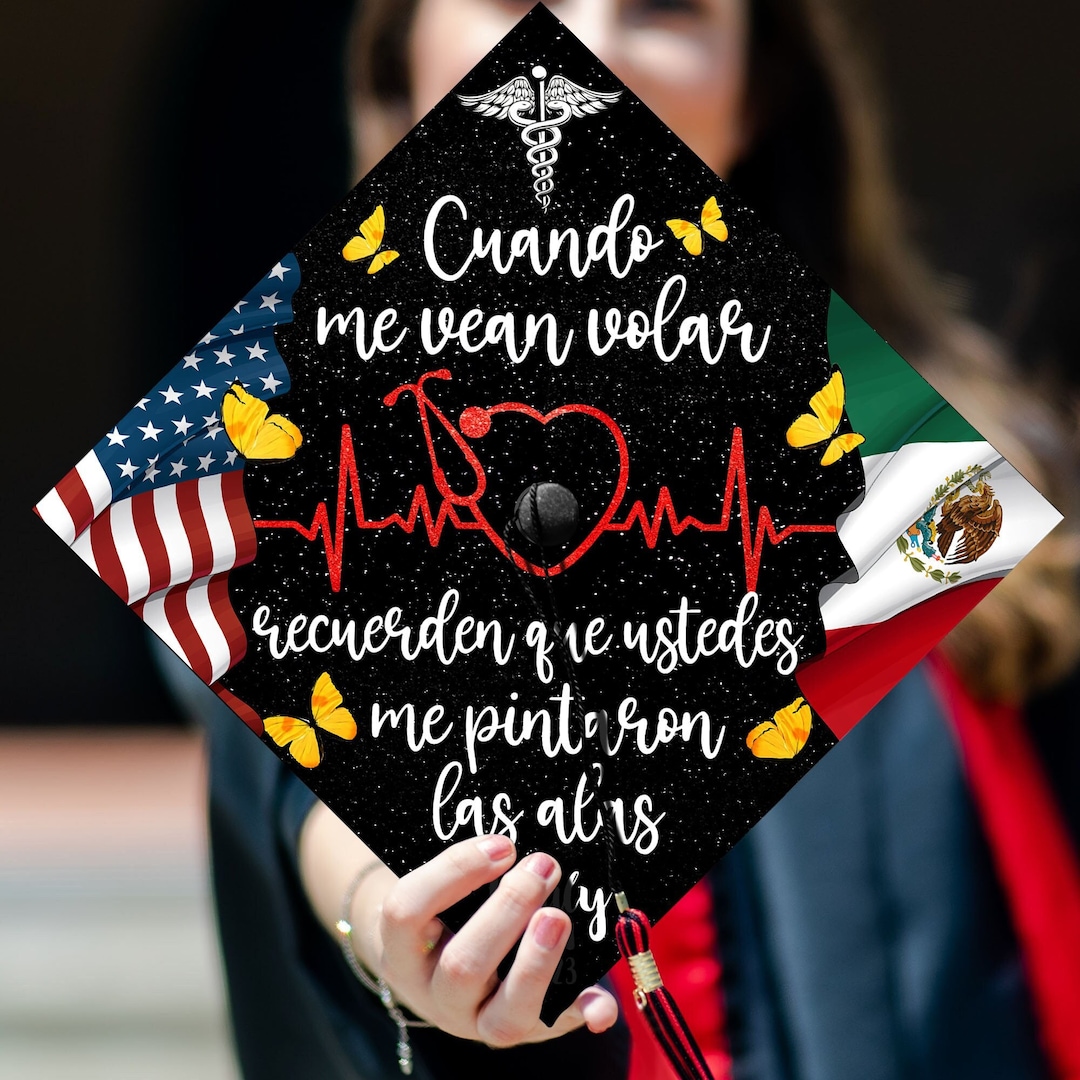 Personalized Mexican Nursing Graduation Cap, Custom Latin Nursing Grad ...