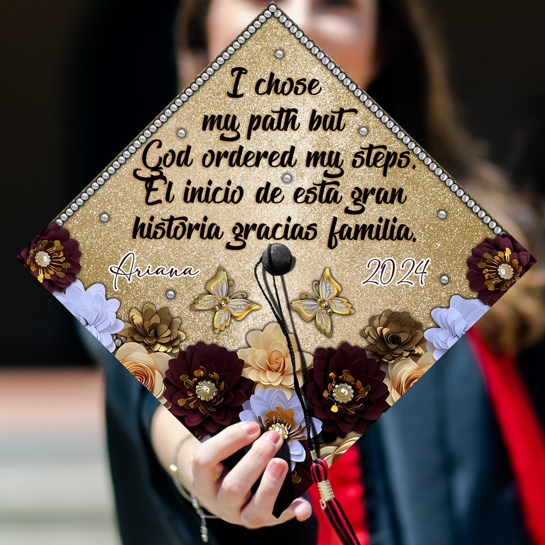 I Chose My Path but God Ordered My Steps Grad Cap, Custom Latin Cap ...