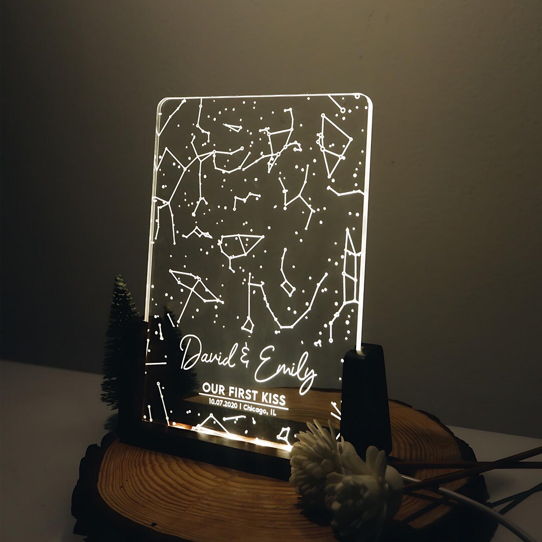Personalized Star Map Night Light Gifts, Custom Valentines Gift for ...