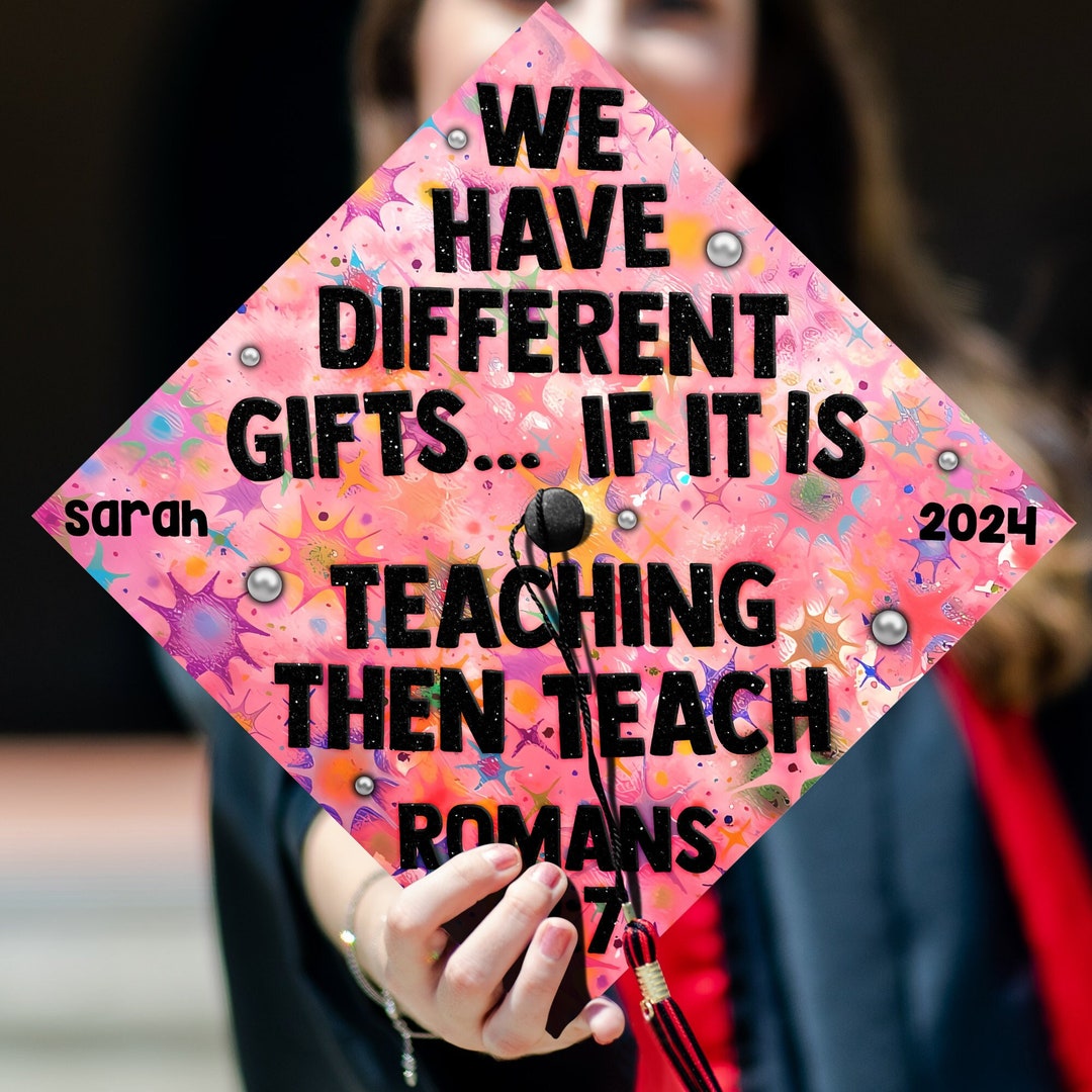 Bible Verse Christian Teacher Graduation Cap Topper, Personalized Cap ...