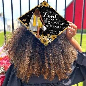 Custom Christian Graduation Cap Topper, the Lord Gave Me Strength ...