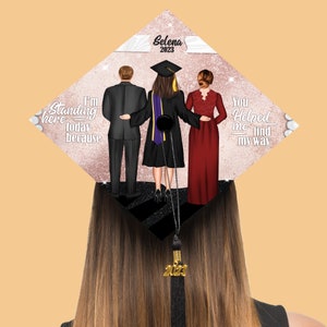 Custom Thanks Mom and Dad Graduation Cap Decoration, Custom Family Grad ...