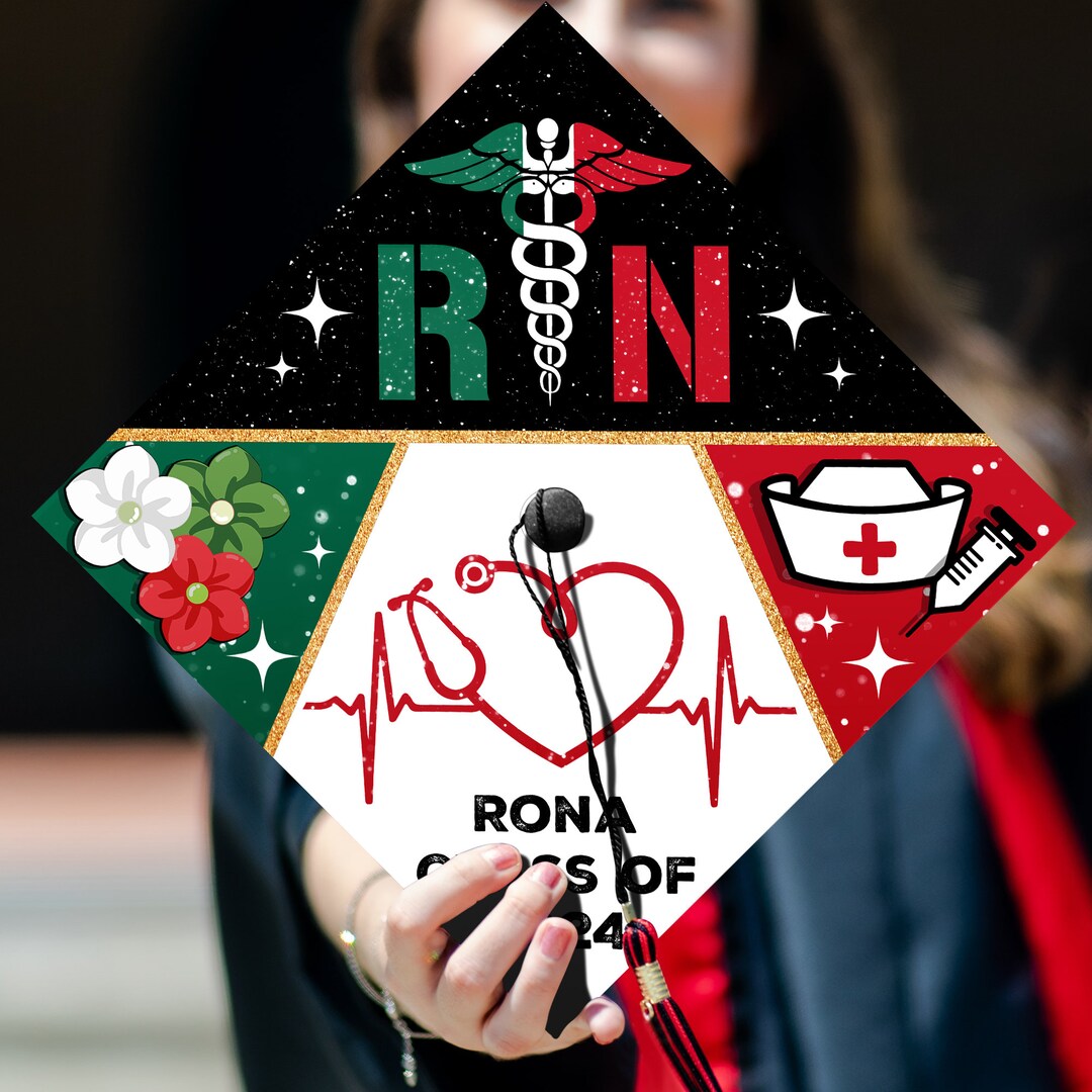 Personalized Mexican RN Nursing Grad Cap, Custom Latina RN Nursing Grad ...