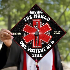 Personalized Emergency Nurse Graduation Cap, Custom ER Grad Cap Topper ...