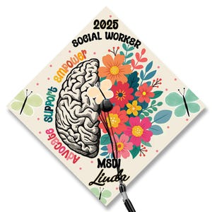Custom Social Worker Grad Cap Topper, Personalized Social Work Cap ...