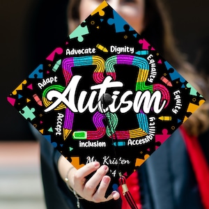 Personalized Autism Printed Graduation Cap Topper, Custom Special ...