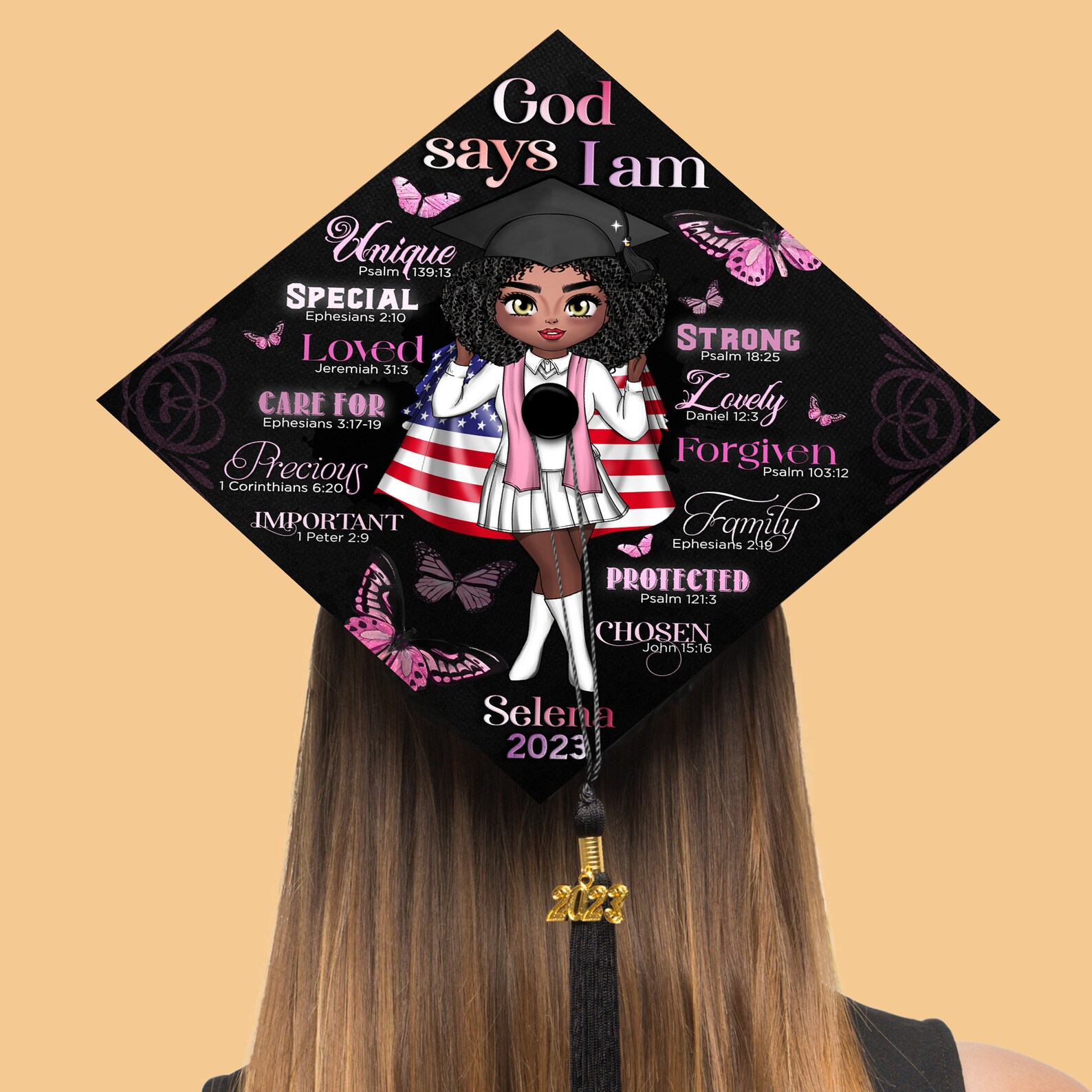 Personalized Gods Say I Am Graduation Cap Topper, Custom Black Girl ...
