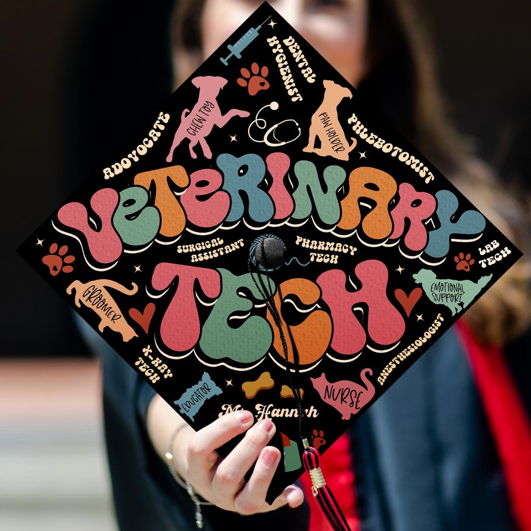 Customized Vet Assistant Graduation Cap Topper, Funny Pets Grad Cap ...