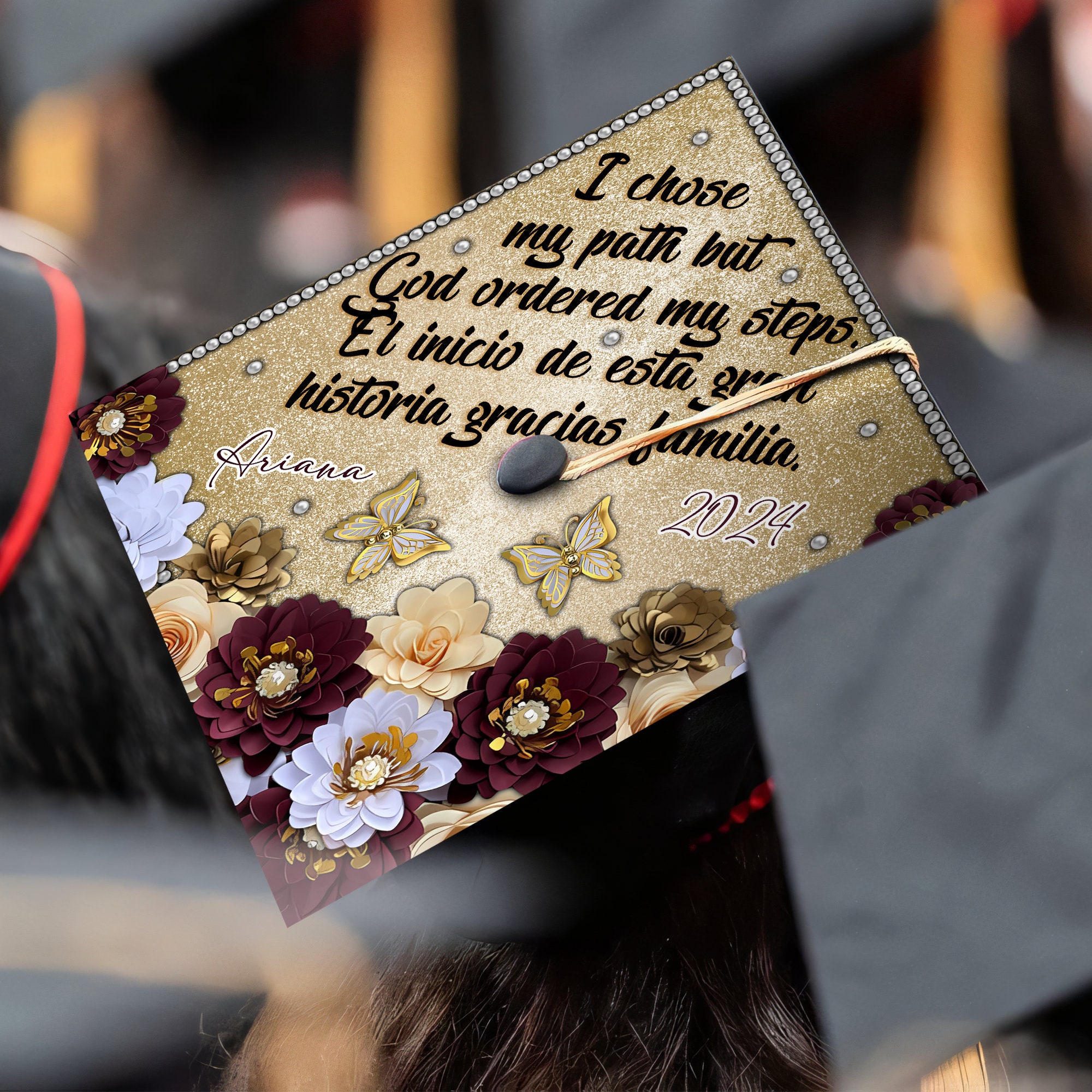 I Chose My Path but God Ordered My Steps Grad Cap, Custom Latin Cap ...