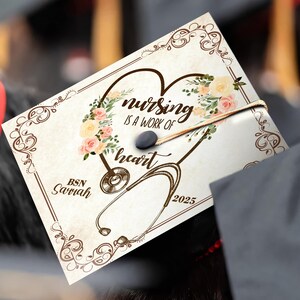 Personalized Nursing is A Work of Heart Graduation Cap, Custom Nursing ...