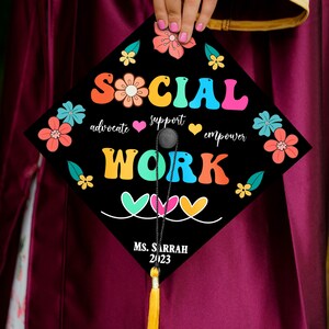 Custom Graduation Cap Topper, Personalized Social Work Grad Cap Topper ...