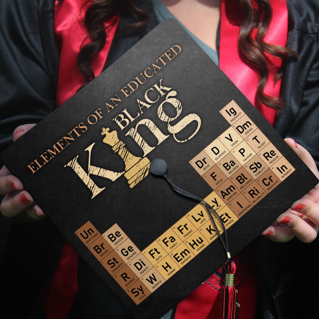 Elements of an Educated Black King Graduation Cap Topper, Black Queen ...