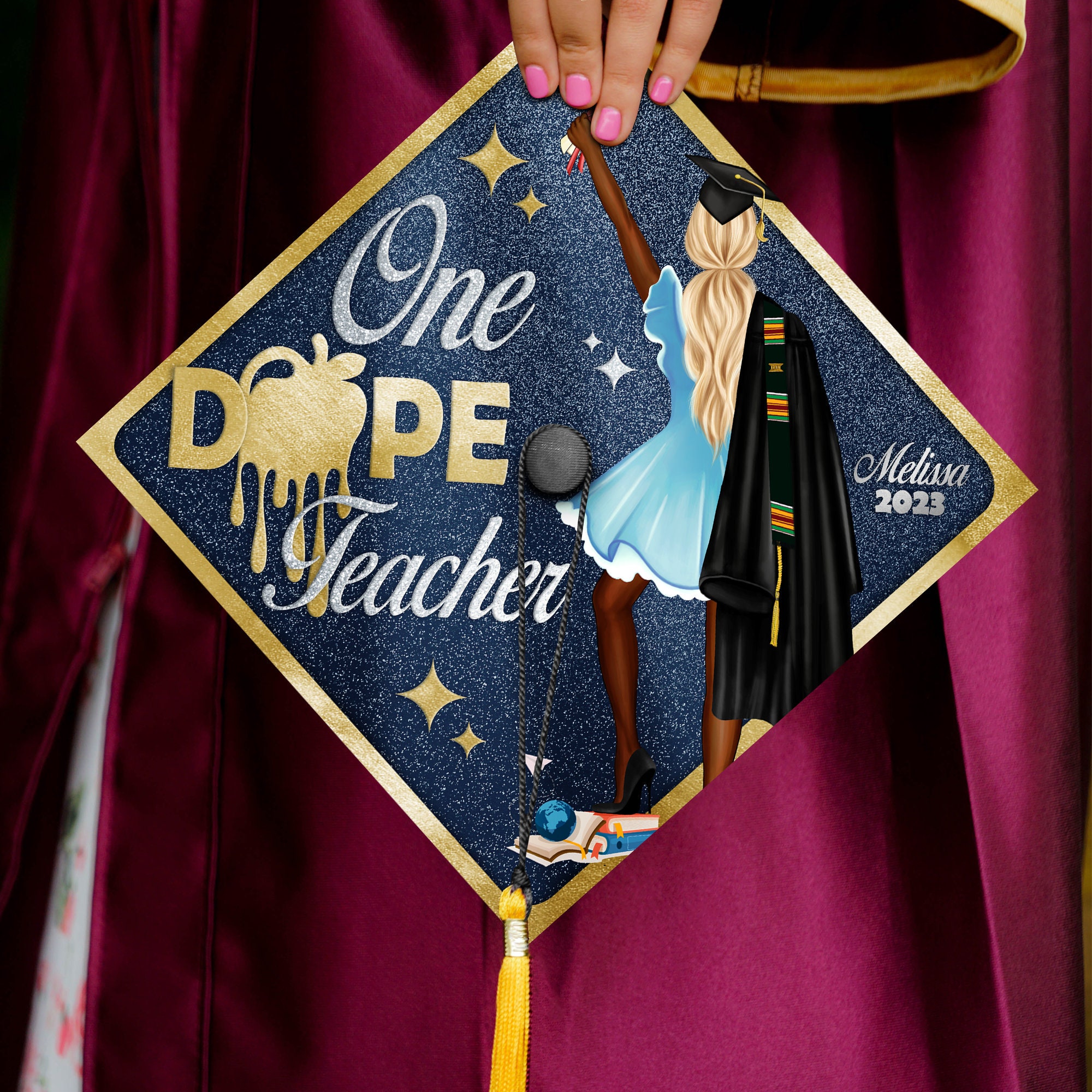 Custom Black Teacher Graduation Cap Topper Future Teacher Cap - Etsy