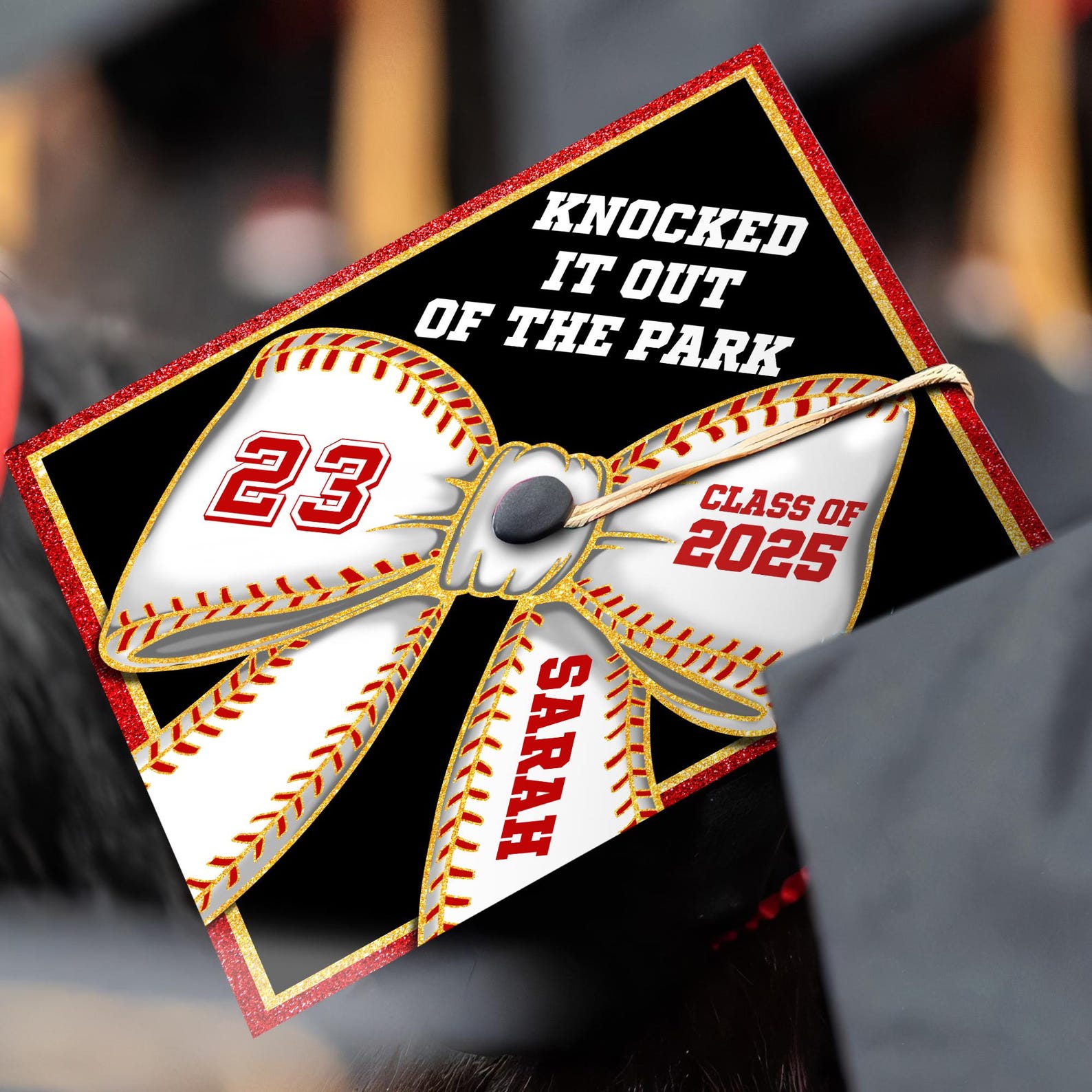 Custom High School Baseball Grad Cap, Personalized Knocked It Out of ...