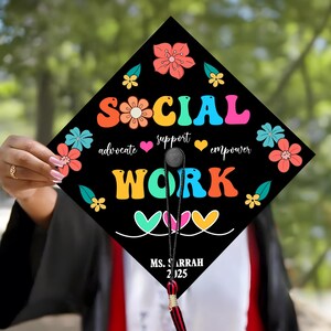 Custom Graduation Cap Topper, Personalized Social Work Grad Cap Topper ...