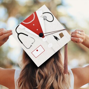 Doctor Uniform Graduation Cap, Medical School Grad Cap Topper ...