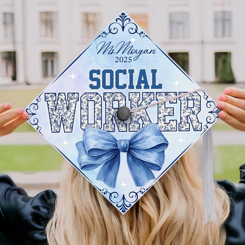 Personalized Social Work Cap Decoration, Custom Social Worker Grad Cap ...