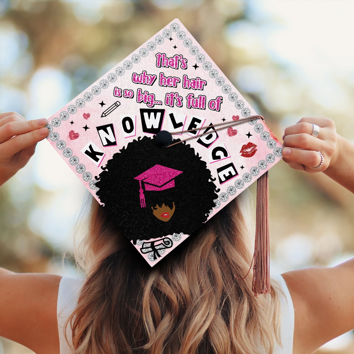 It's Full of Knowledge Graduation Cap Topper, Black Queen Grad Cap ...