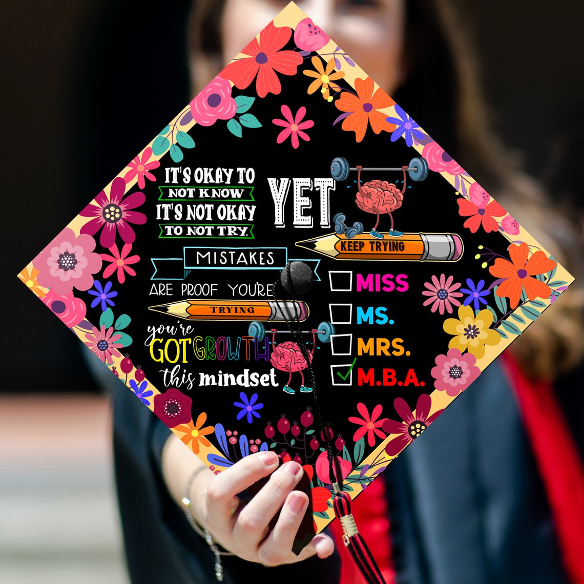 Business M.B.A Printed Graduation Cap Topper Motivated Grad - Etsy