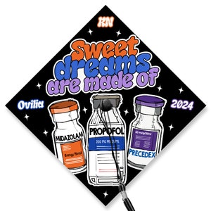 Customized ICU Nurse Graduation Cap Topper, Personalized RN Anesthesia ...