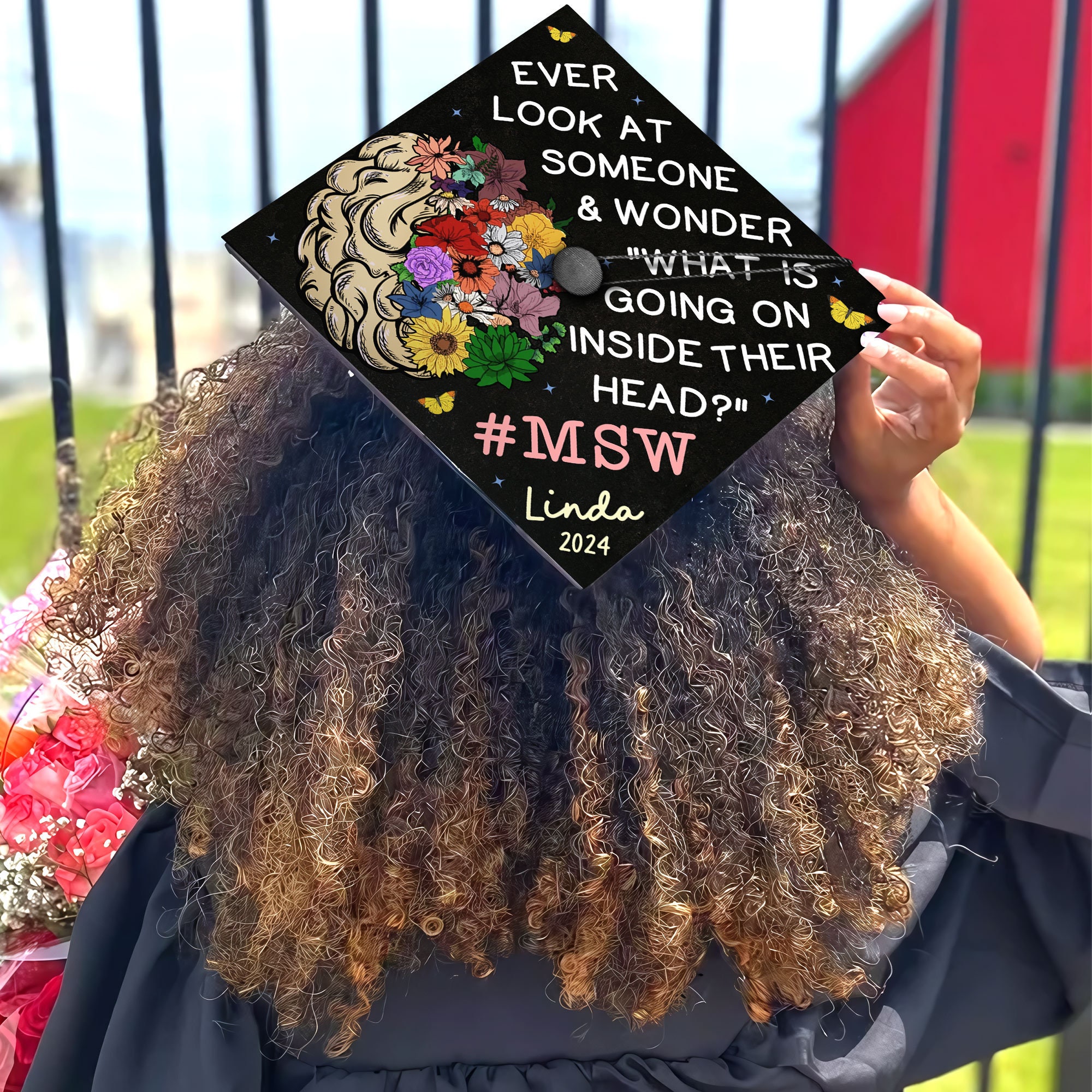 Custom MSW Social Work Graduation Cap, Personalized Grad Cap Topper for ...