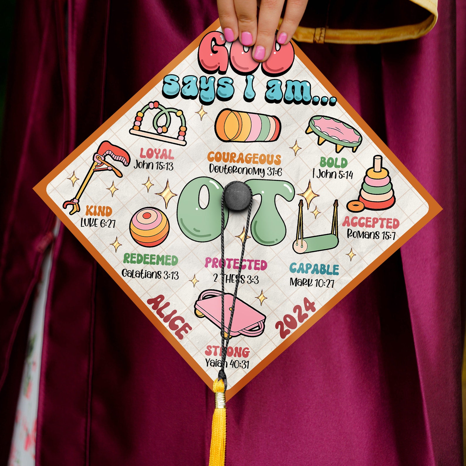 Personalized Occupational Therapy Grad Cap, OT Graduation Cap ...