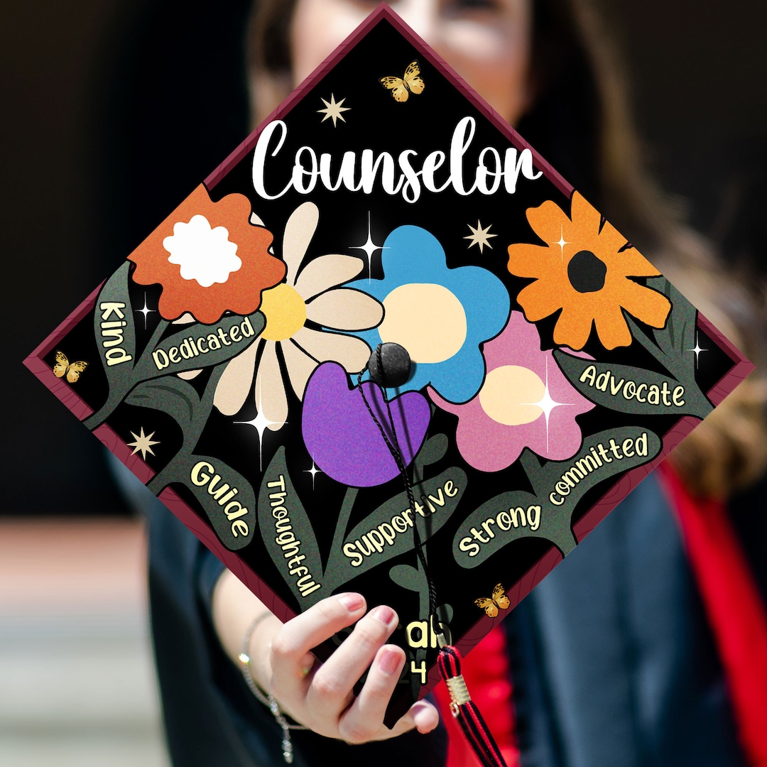 Customized School Counselor Graduation Cap Topper, Unique Grad Cap ...